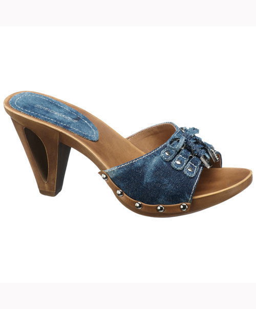 Saboti din denim, cu talpa din lemn, Deichmann - Elle.ro